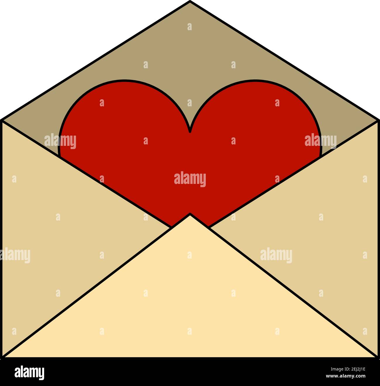 Valentine Envelop With Heart Icon. Editable Outline With Color Fill ...