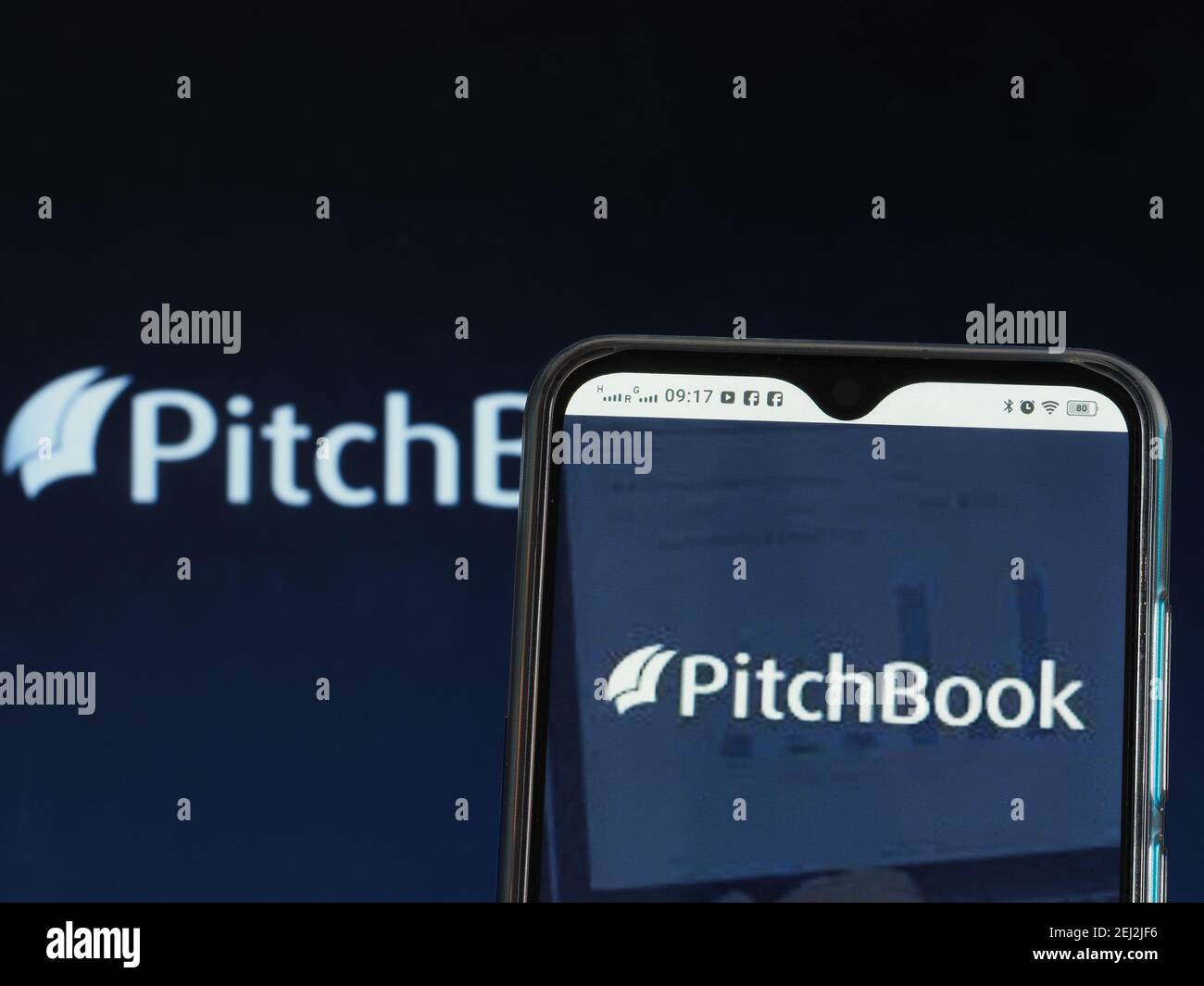 In this photo illustration a PitchBook Data, Inc. logo displays on a ...