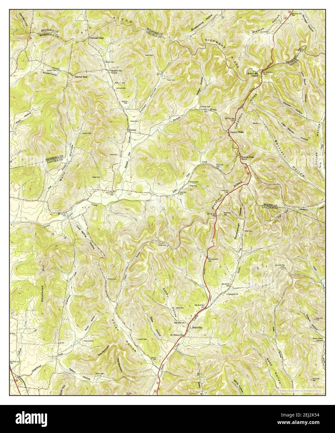 Belleville, Tennessee, map 1951, 1:24000, United States of America by ...