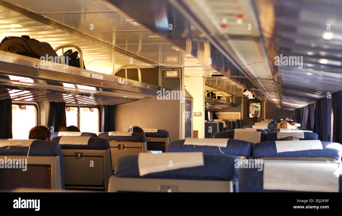 LOS ANGELES, CALIFORNIA, USA - 24 OCT 2019: Amtrak Pacific Surfliner ...