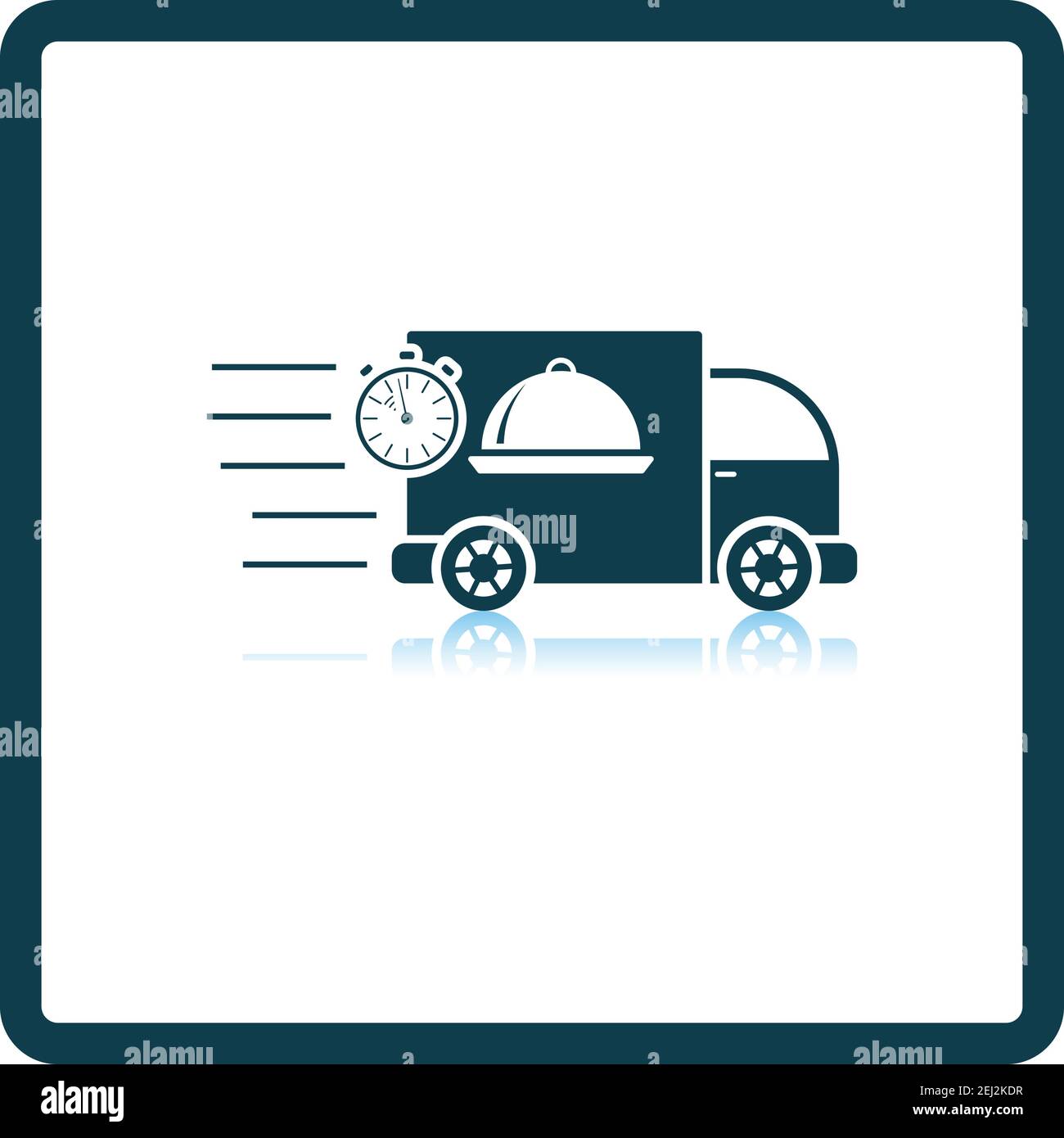 Fast Food Delivery Car Icon. Square Shadow Reflection Design. Vector ...