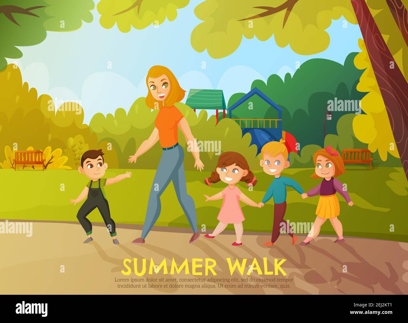 Kindergarten teacher group Stock Vector Images - Alamy