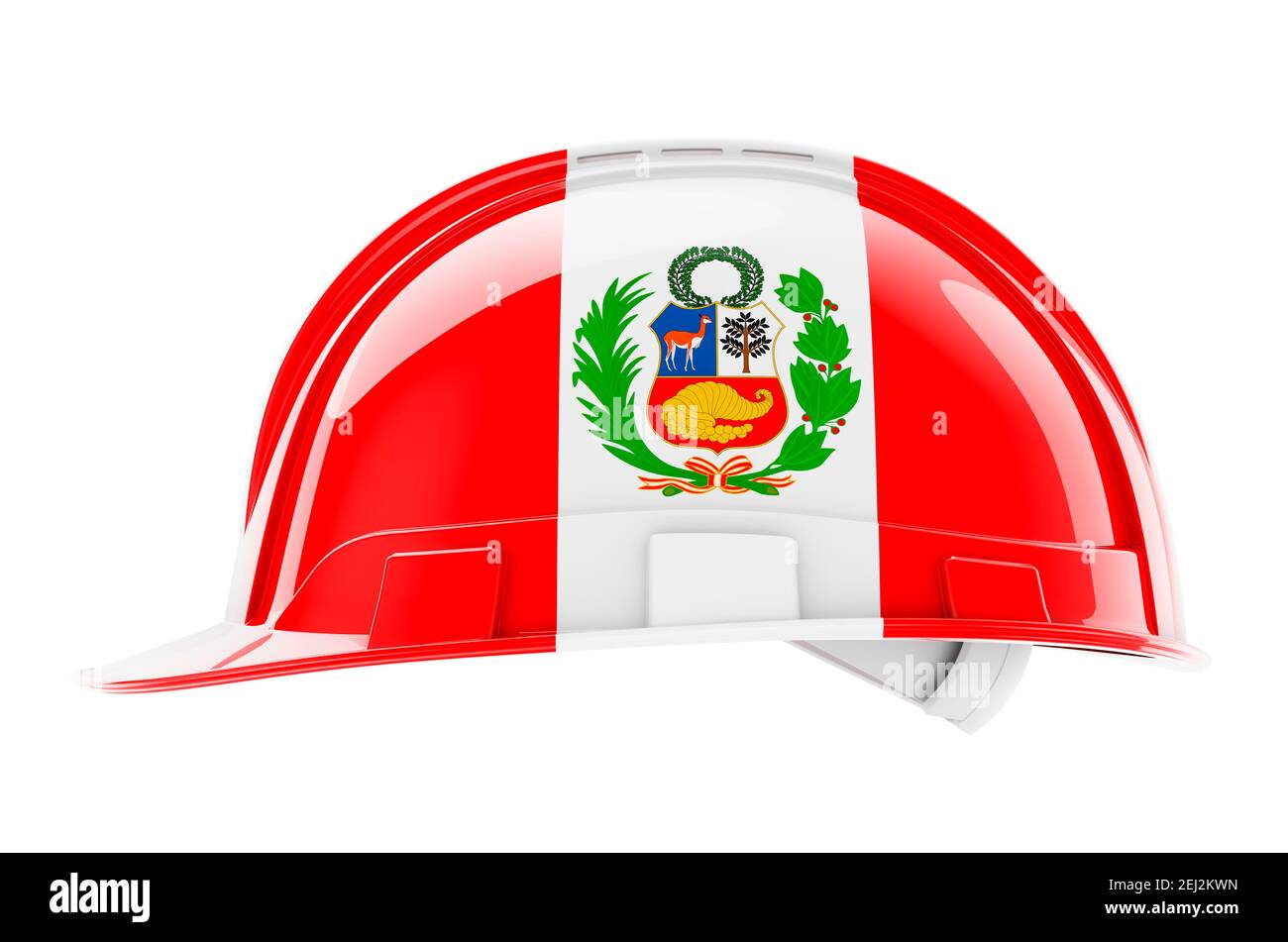 Hard hat with Peruvian flag, 3D rendering isolated on white background ...