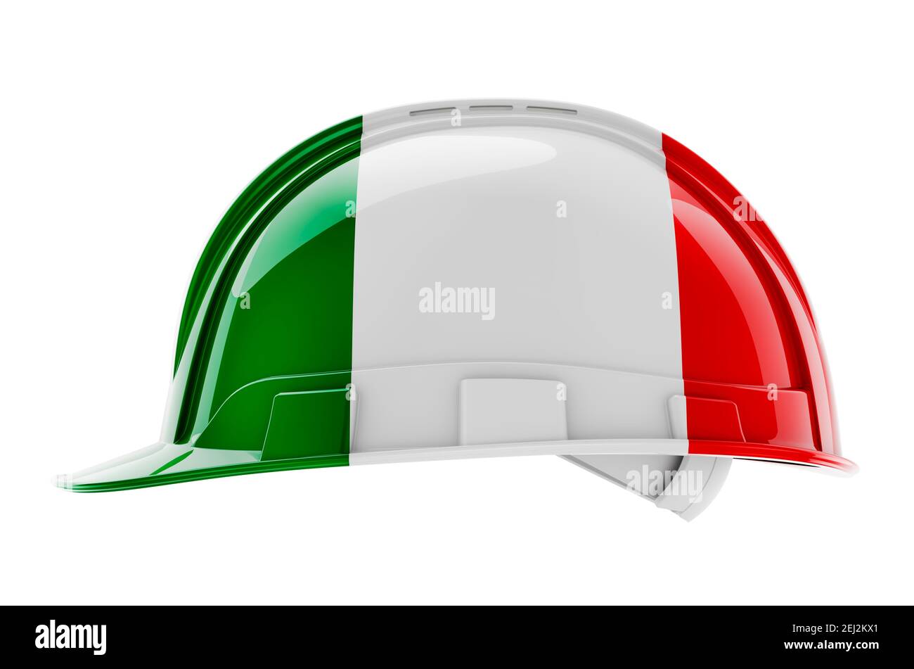 Hard hat with Italian flag, 3D rendering isolated on white background ...