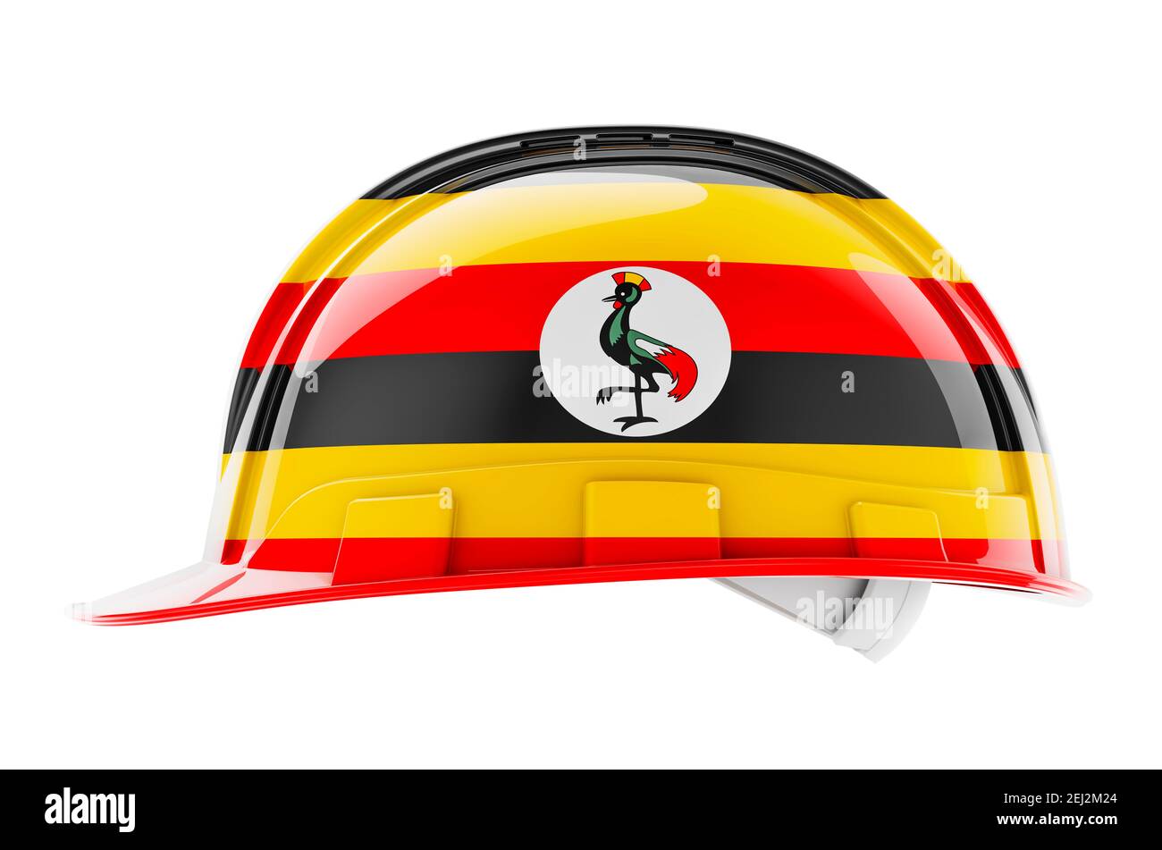 Hard hat with Ugandan flag, 3D rendering isolated on white background ...