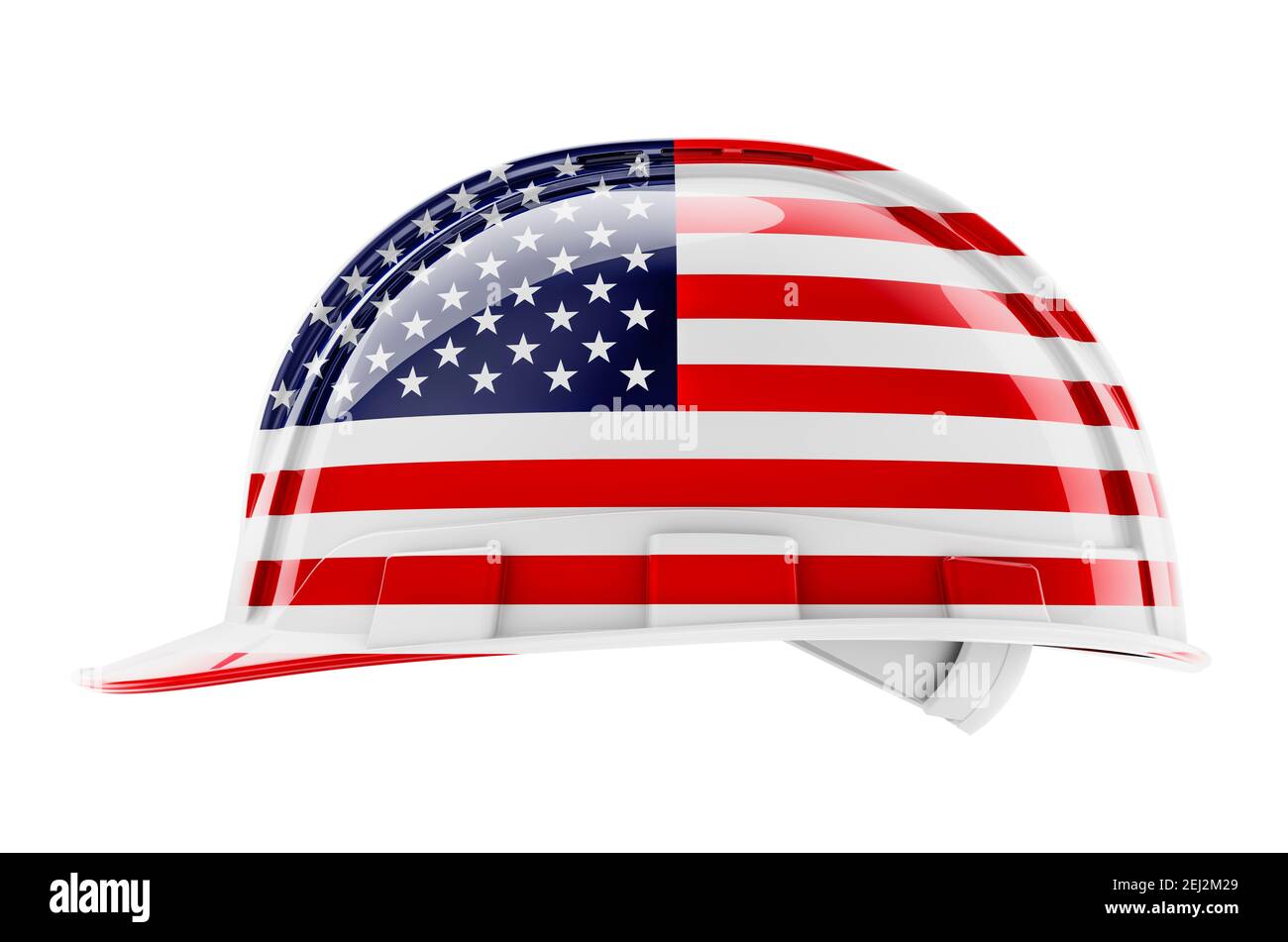Hard hat with the United States flag, 3D rendering isolated on white ...