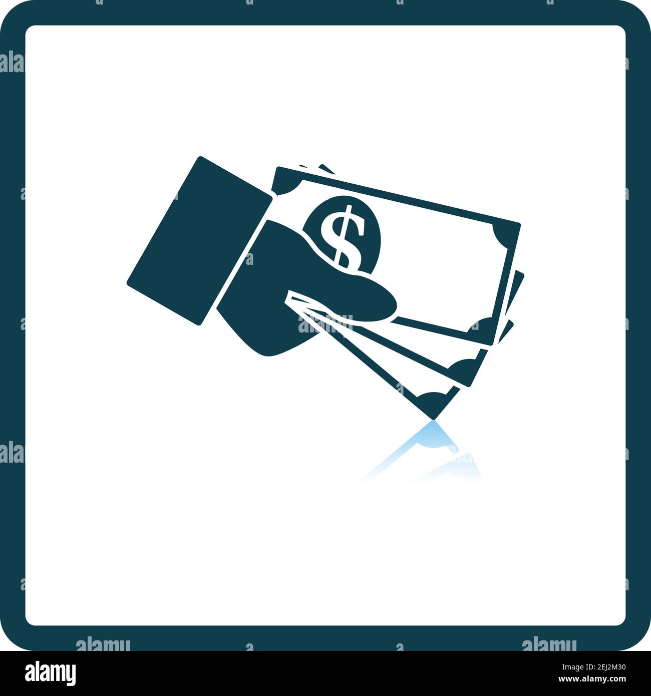 Hand Holding Money Icon. Square Shadow Reflection Design. Vector ...