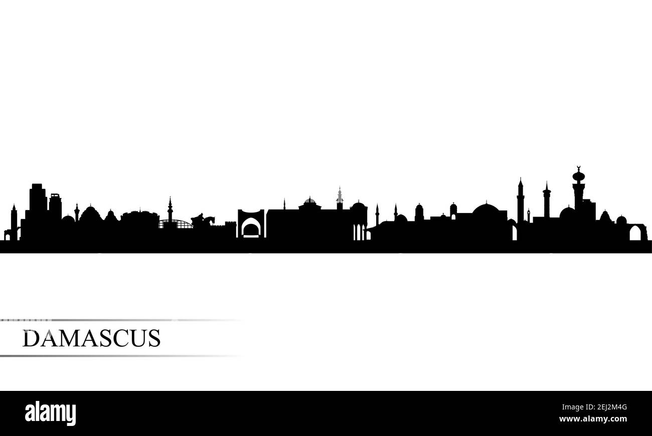 Damascus city skyline silhouette background, vector illustration Stock ...
