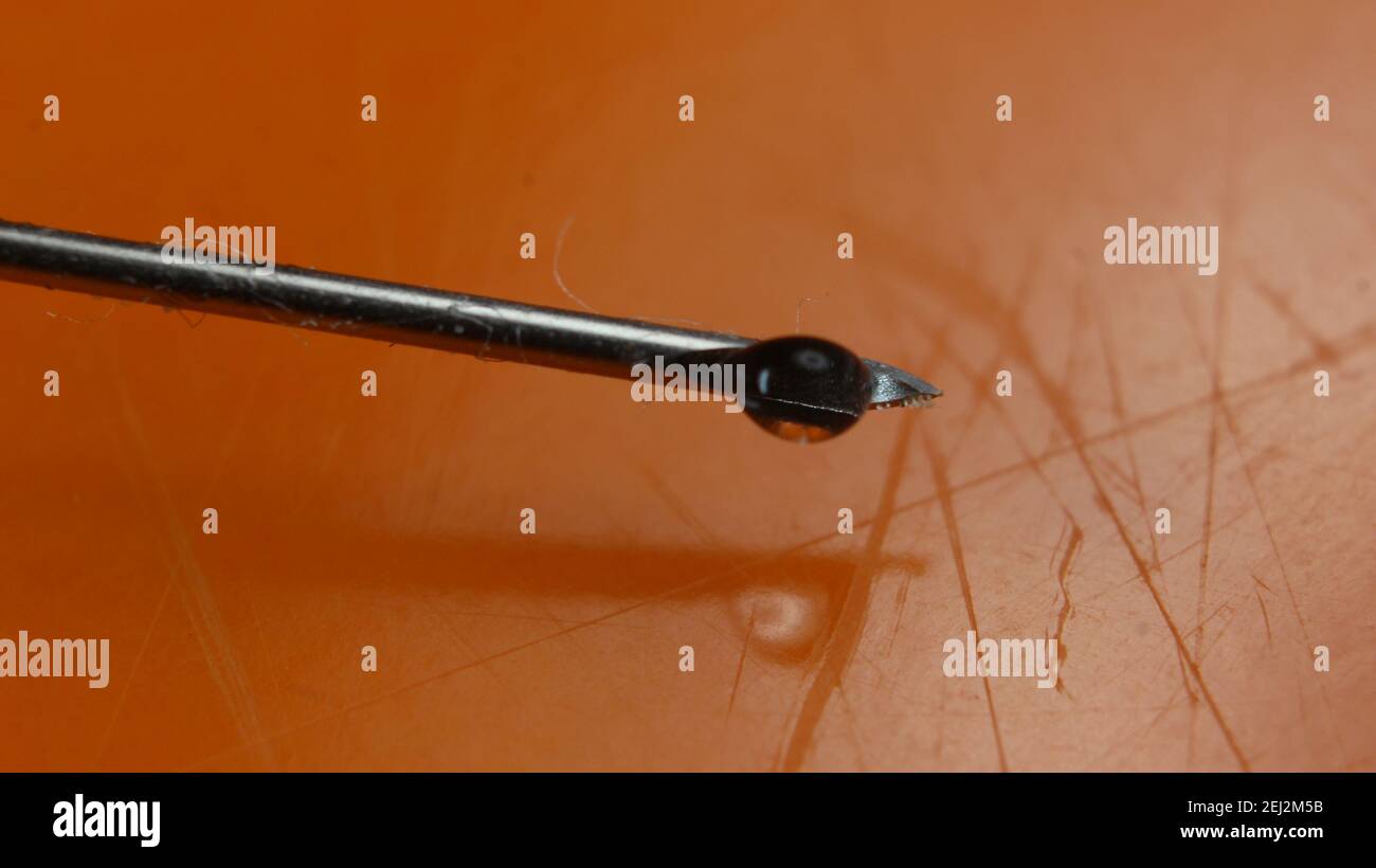 A water drop falling from the syringe needle Stock Photo - Alamy