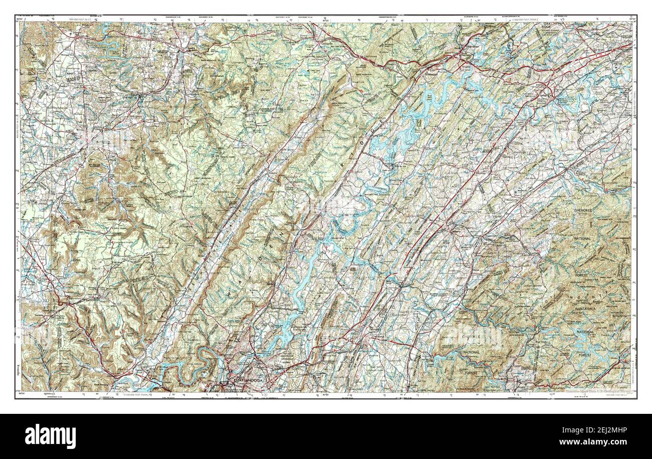 Chattanooga, Tennessee, map 1957, 1:250000, United States of America by ...