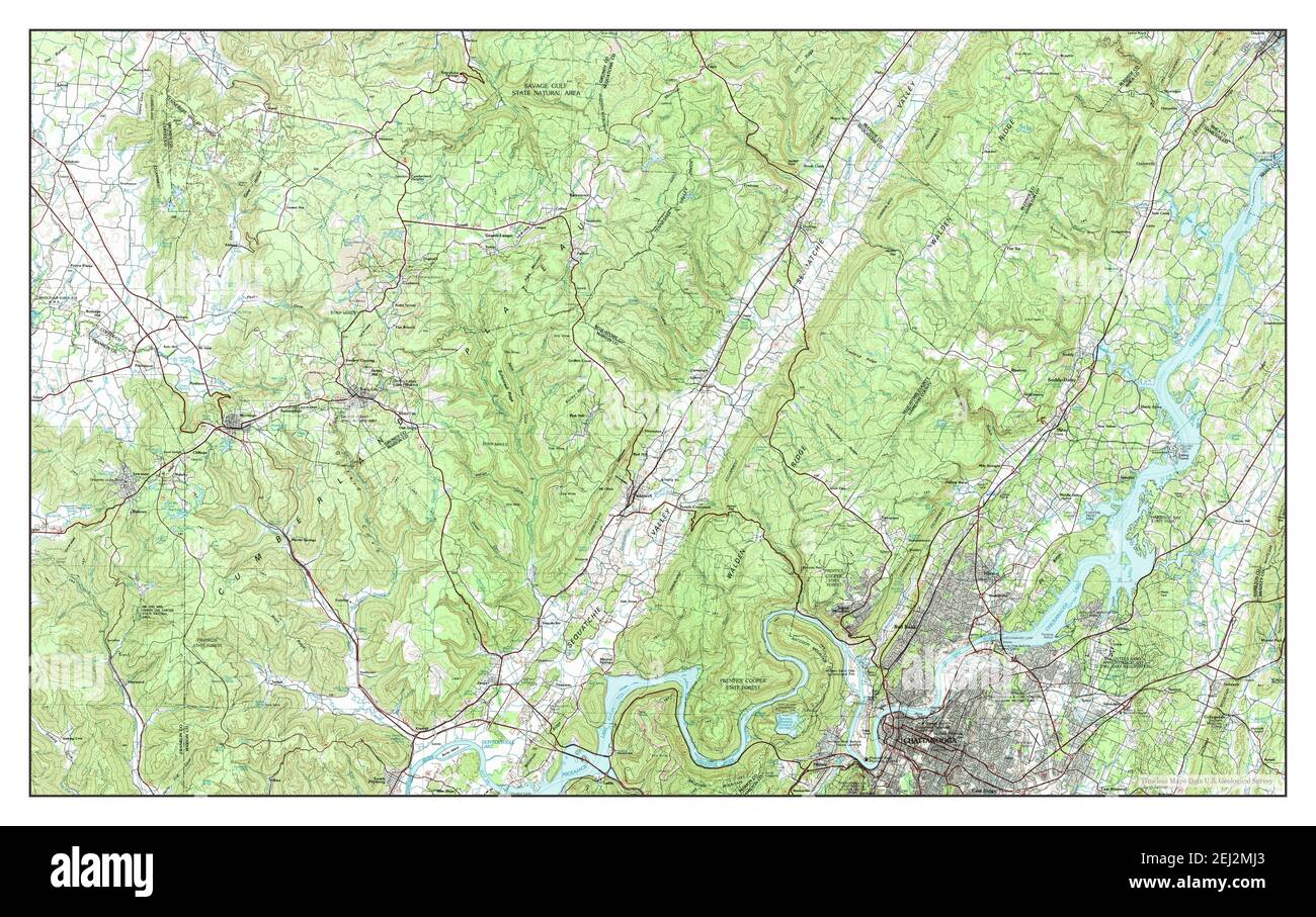 Chattanooga, Tennessee, map 1988, 1:100000, United States of America by ...