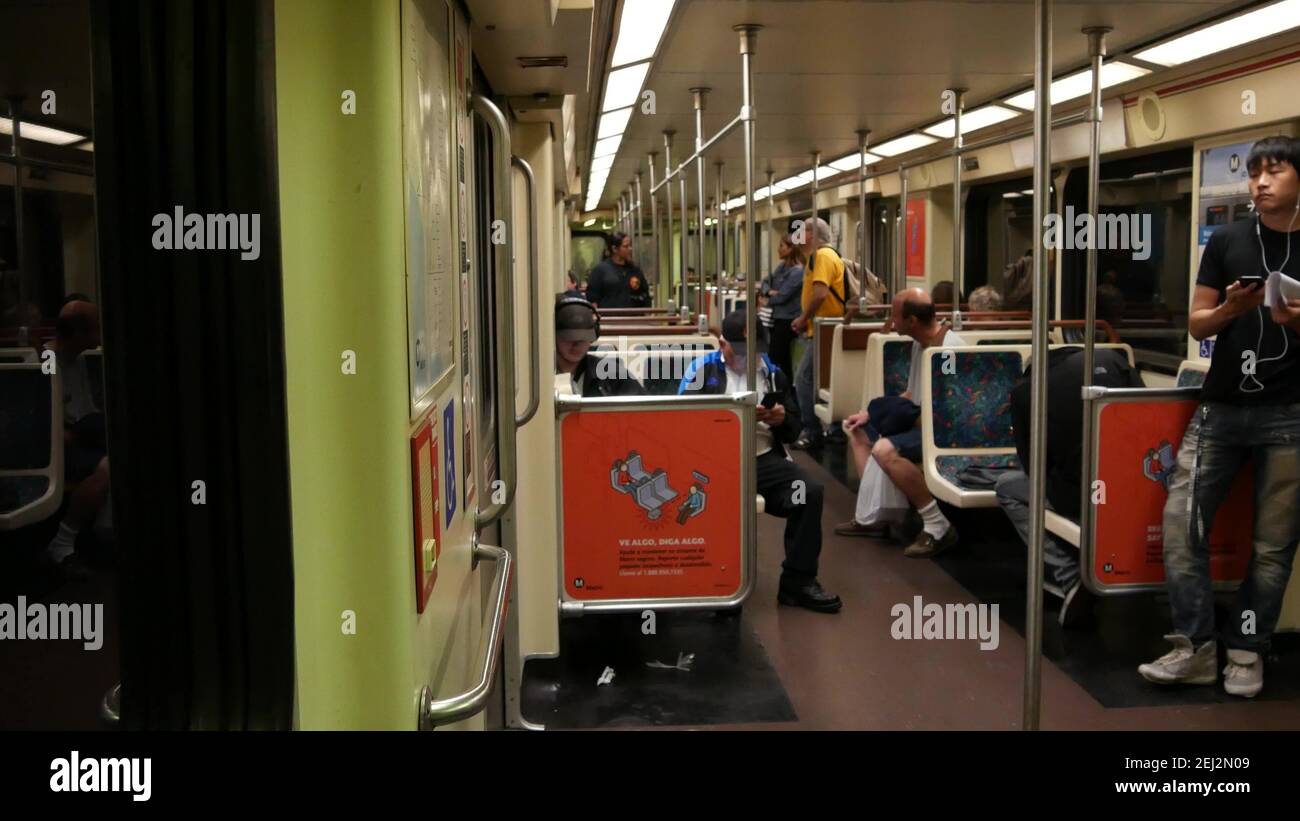 LOS ANGELES, CALIFORNIA, USA - 7 NOV 2019: Metro Rail transportation ...