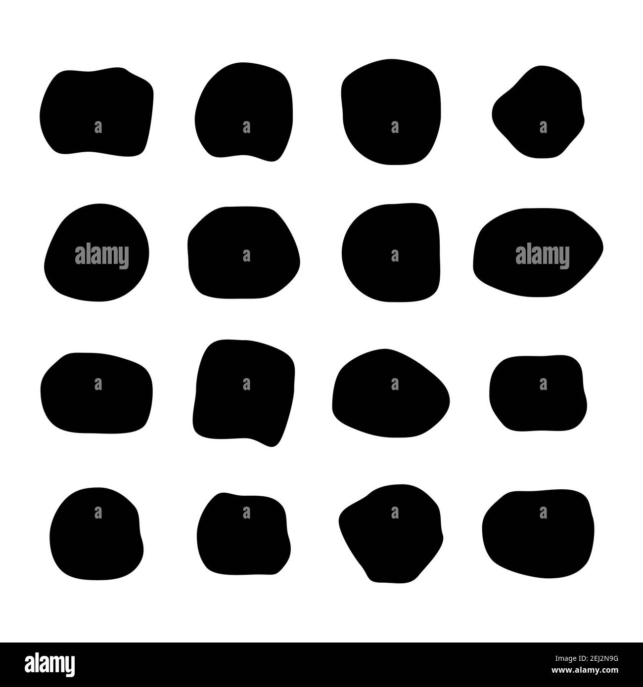 Set of abstract ink blotch, round liquid blot inkblot shape. Freskle ...