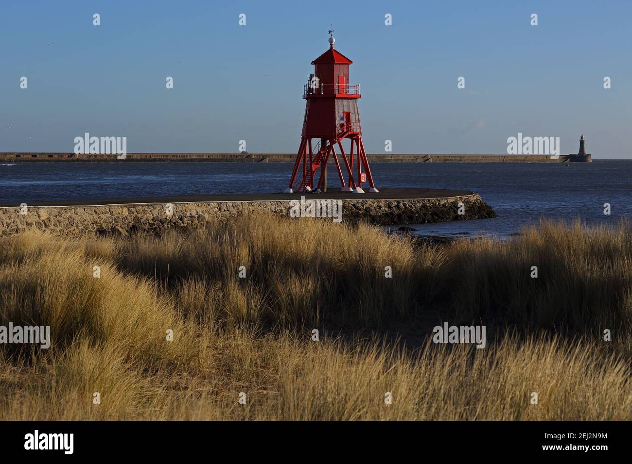 United Kingdom , The Groyne Lighthouse at South Shields sits in the ...