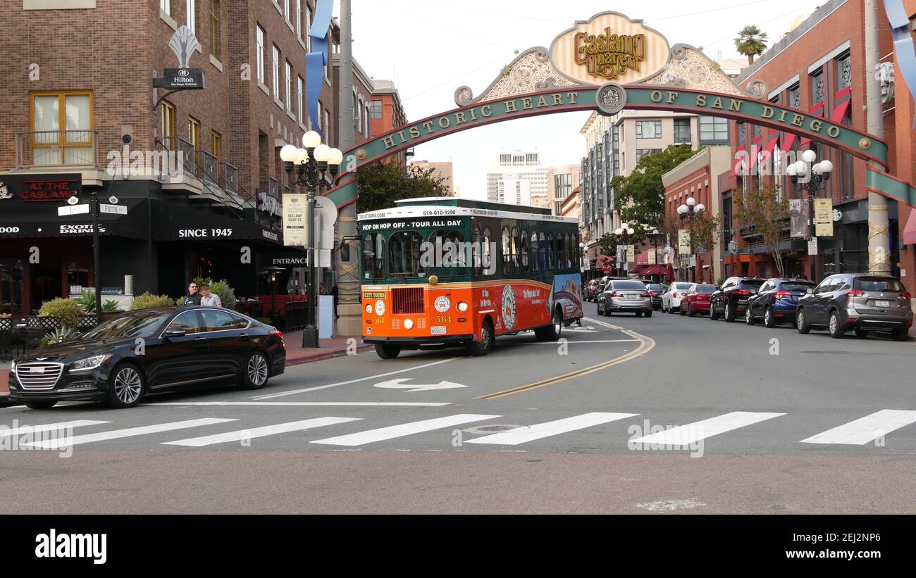 SAN DIEGO, CALIFORNIA USA - 30 JAN 2020: Gaslamp Quarter historic ...