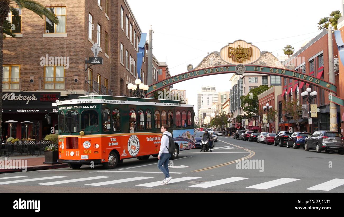 SAN DIEGO, CALIFORNIA USA - 30 JAN 2020: Gaslamp Quarter historic ...