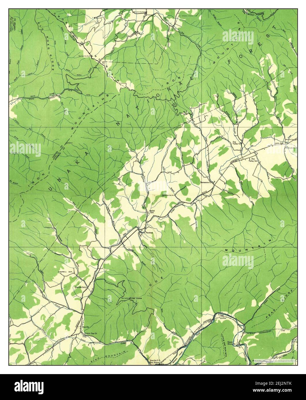 Doe, Tennessee, map 1935, 1:24000, United States of America by Timeless ...