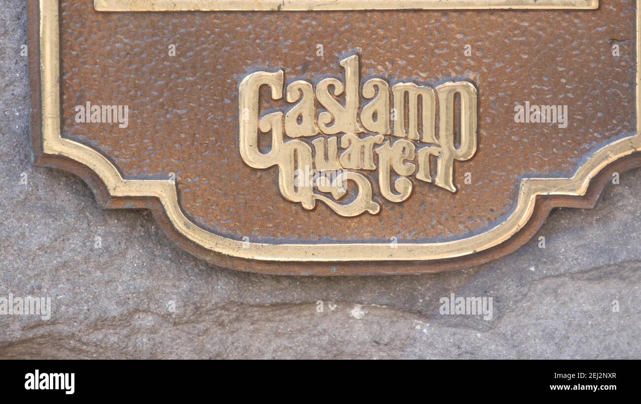 SAN DIEGO, CALIFORNIA USA - 13 FEB 2020: Historic old-fashioned Gaslamp ...