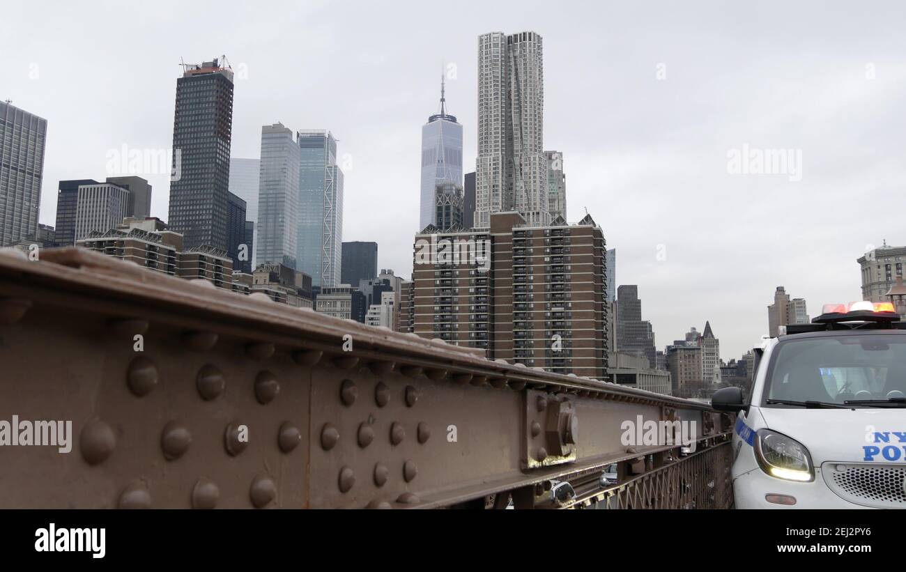 NEW YORK CITY, USA - 12 MAR 2020: Emergency siren glowing, 991 police ...