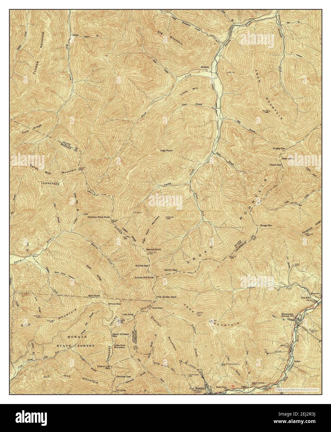 Fork Mountain, Tennessee, map 1946, 1:24000, United States of America ...