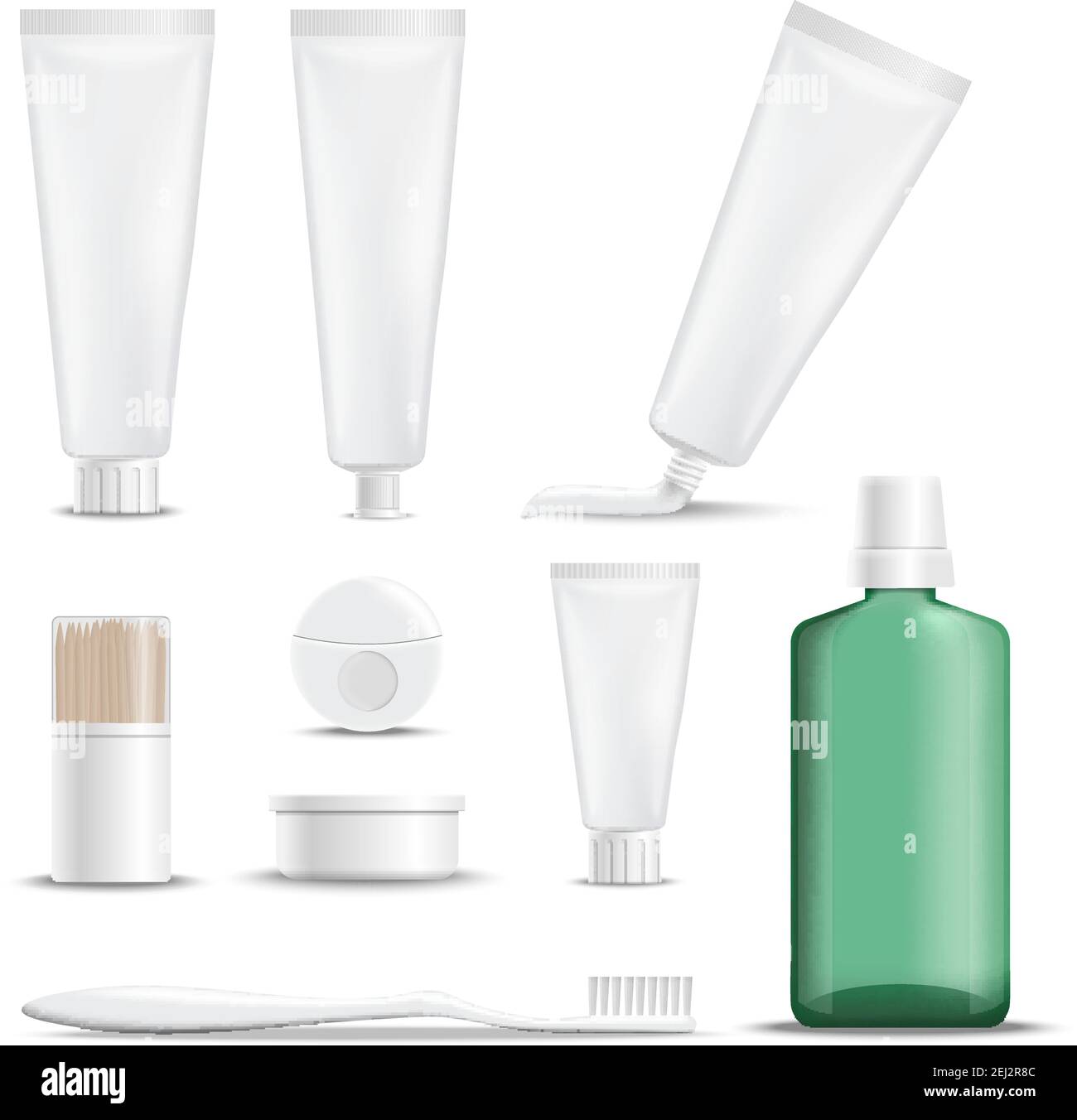 Realistic products for teeth care set of icons with toothbrush ...