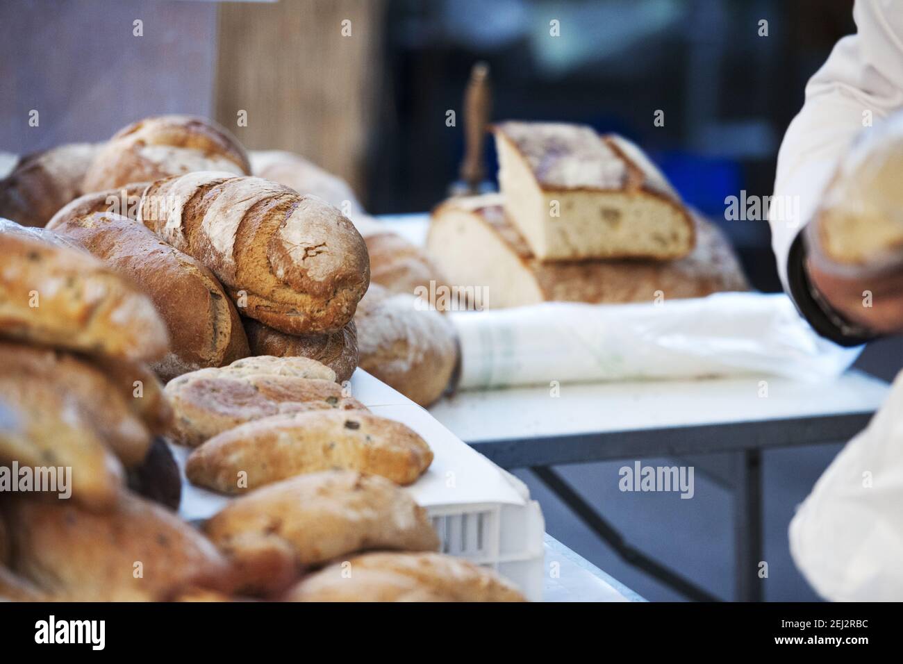 Sourdough bread. Bakery bread with golden crust bread. Flour bread ...