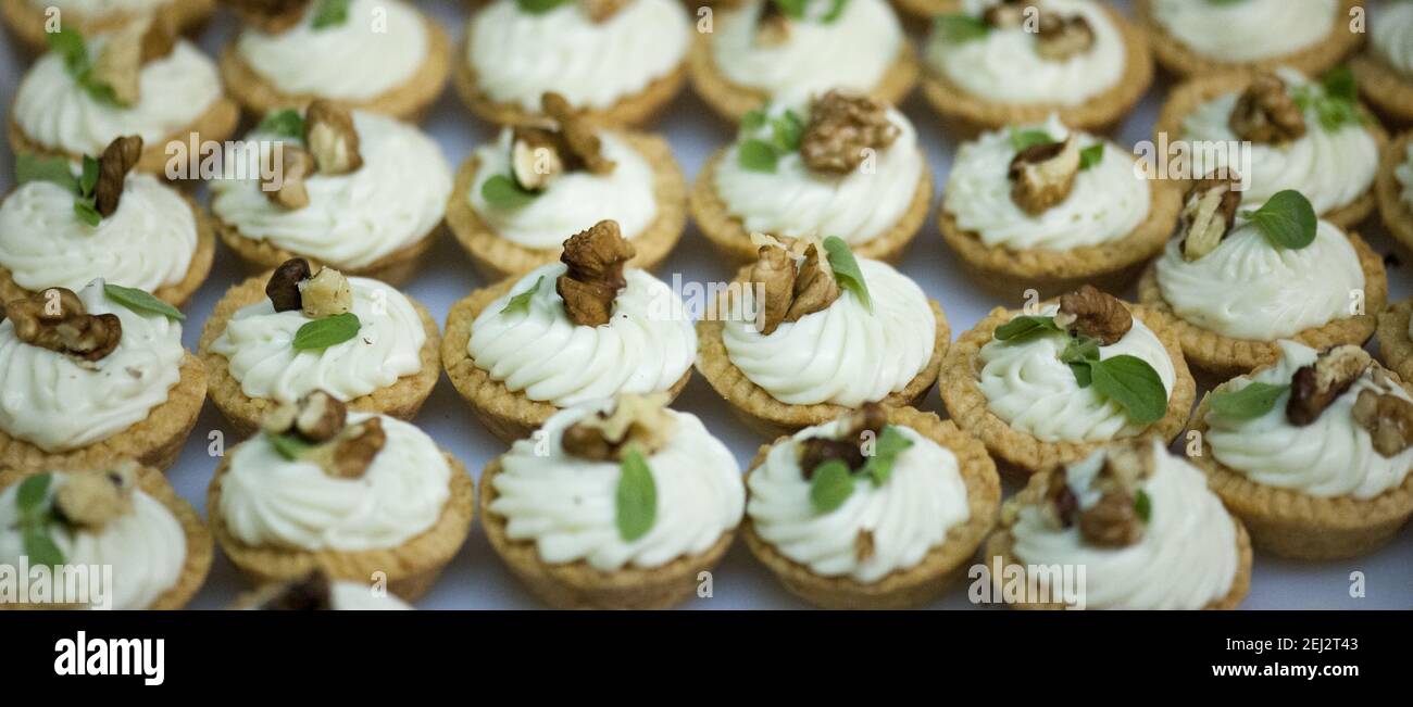 Appetising of different types of finger food for appetizer. Selective ...