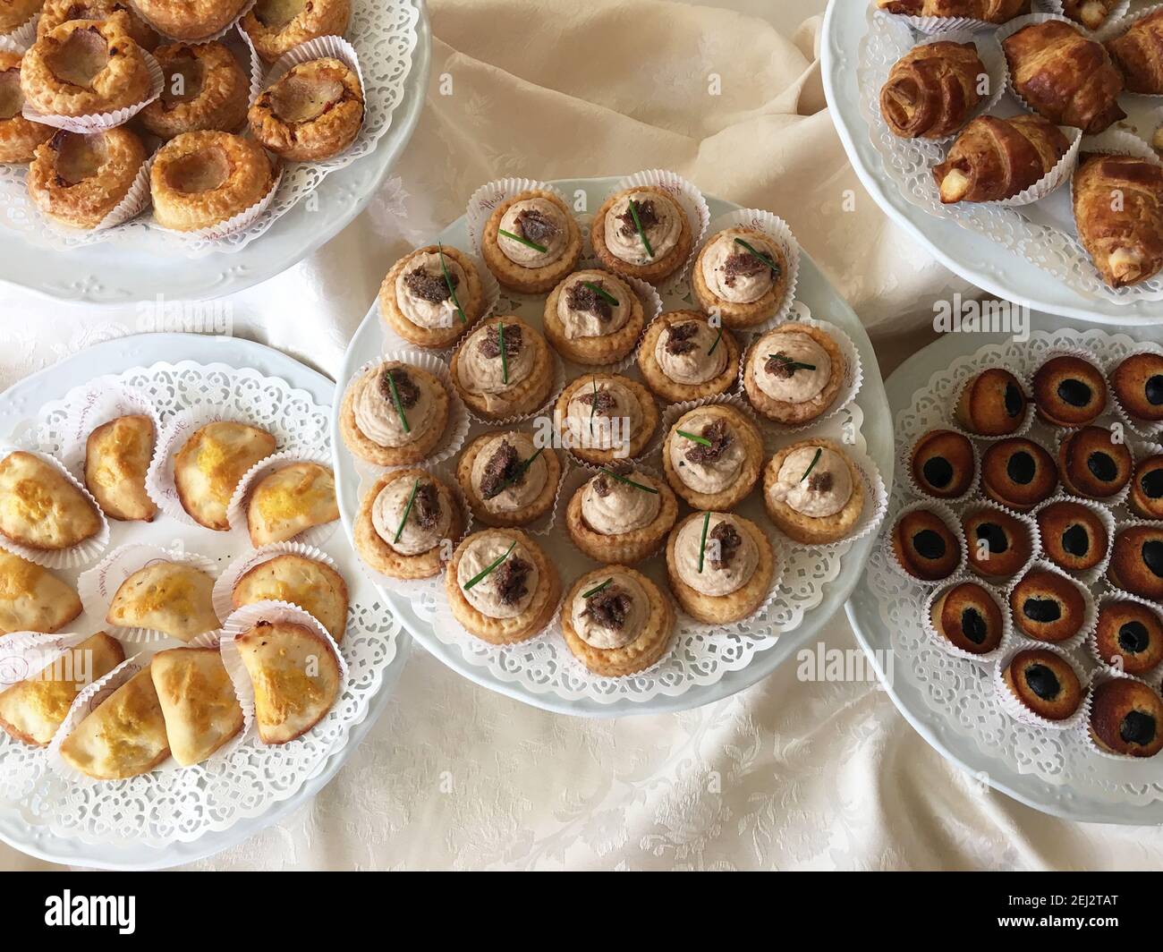 Appetising of different types of finger food for appetizer. Selective ...