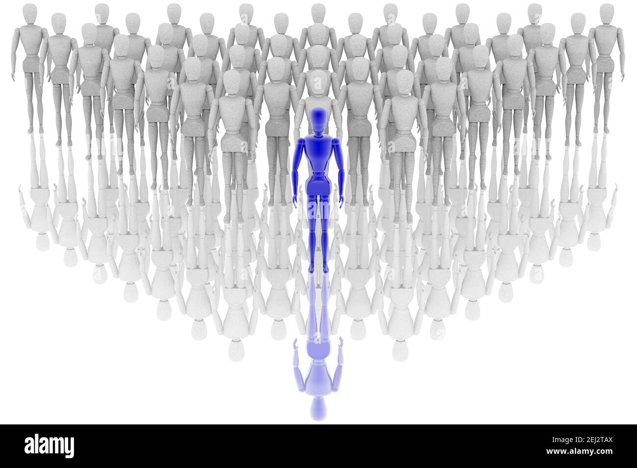 3D illustration. Leader. Person in front of everyone else. In the ...