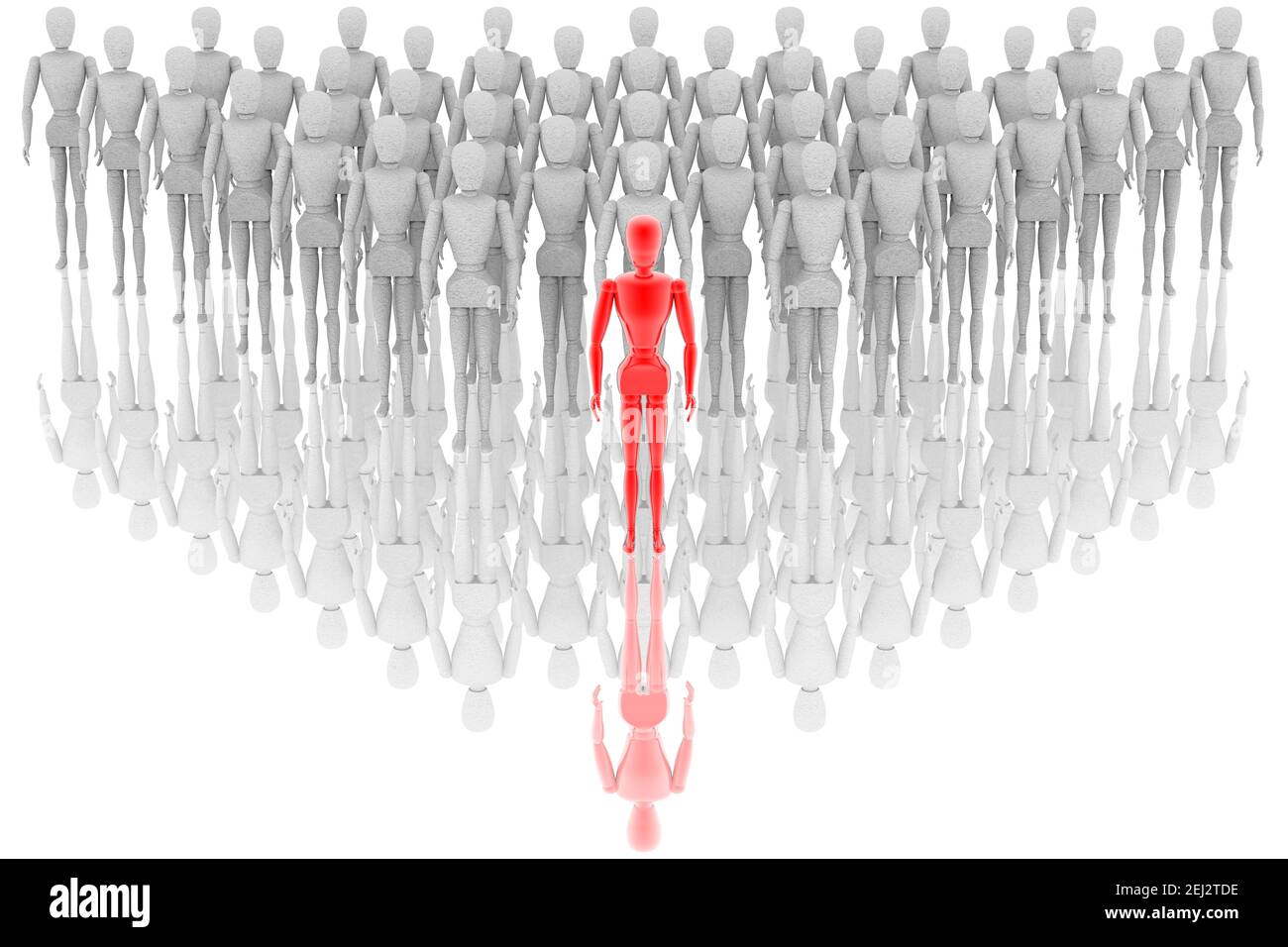 3D illustration. Leader. Person in front of everyone else. In the ...