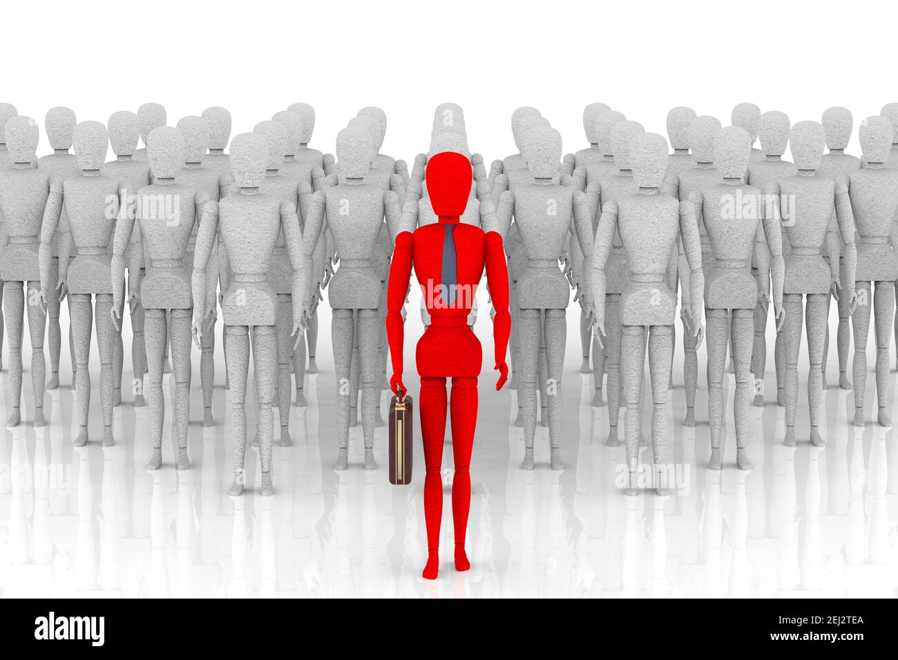 3D illustration. Leader. Person in front of everyone else. In the ...