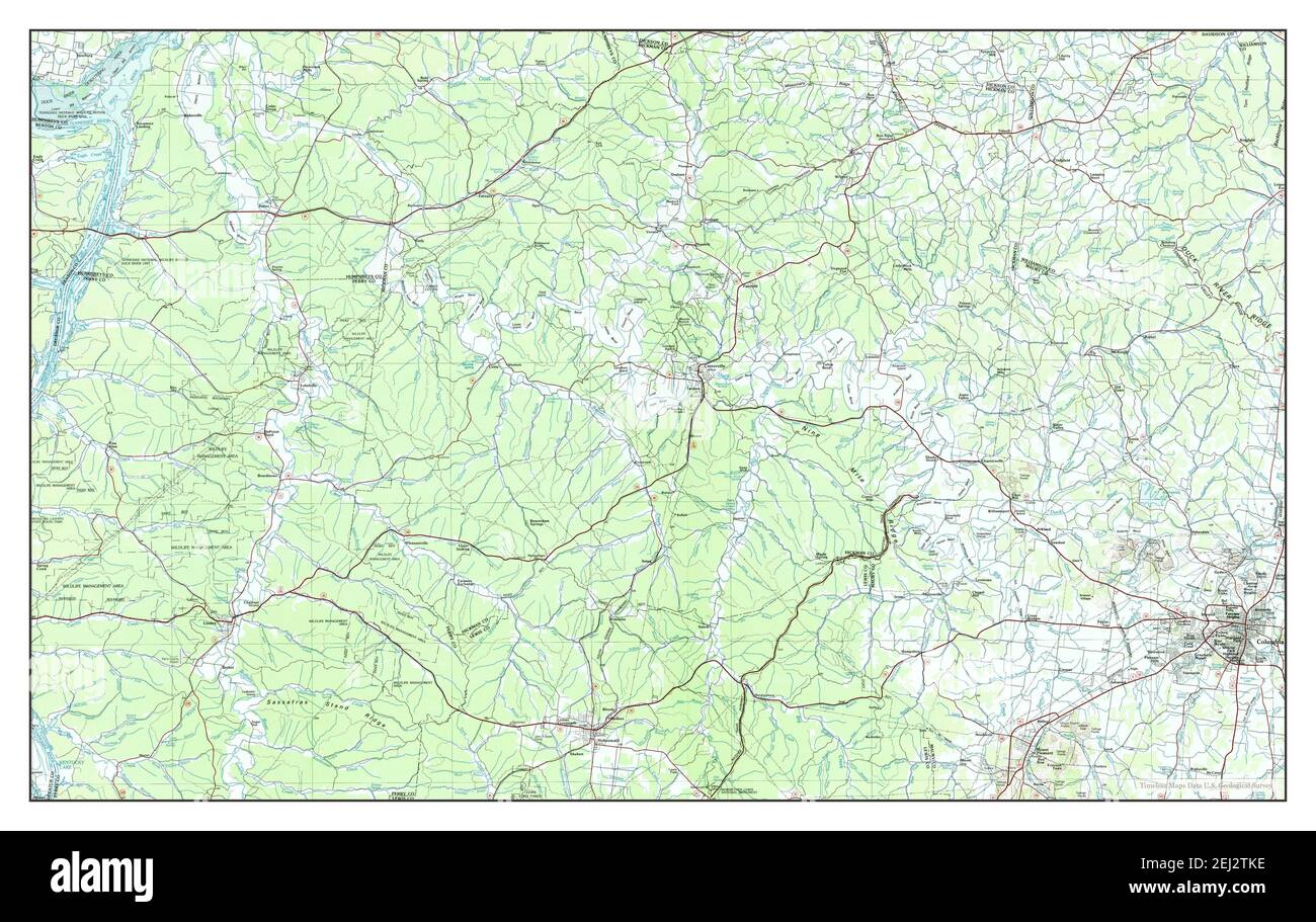 Hohenwald, Tennessee, map 1986, 1:100000, United States of America by ...