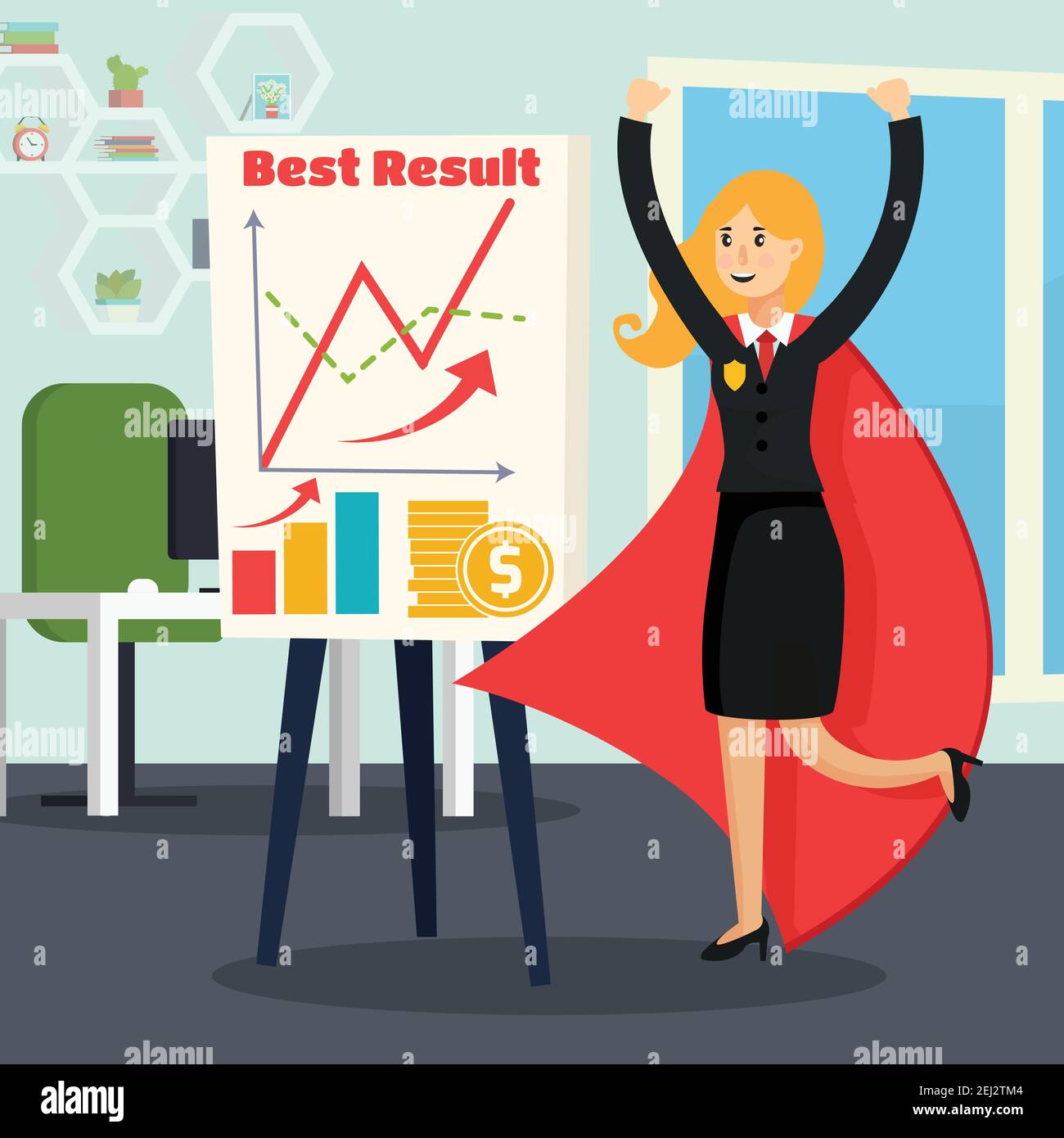 Successful business orthogonal composition with woman dressed in ...