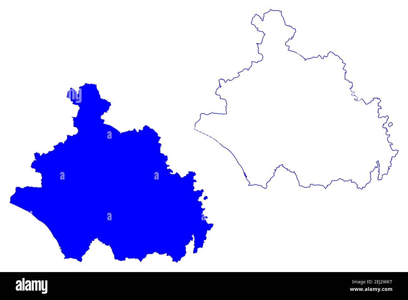 Viterbo province (Italy, Italian Republic, Lazio region) map vector ...