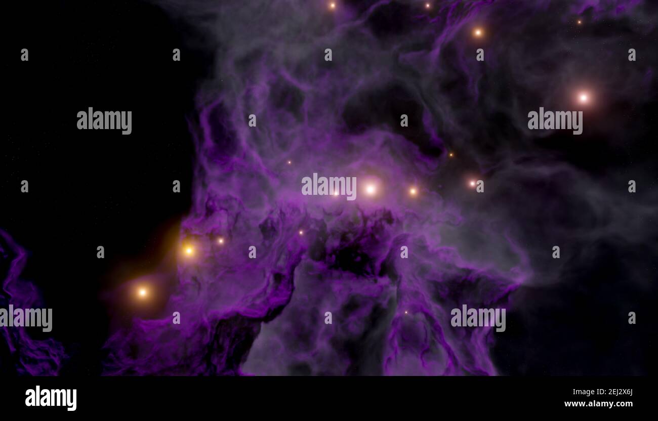 The galactic dust nebula and the birth of stars in the galaxy 3d render ...