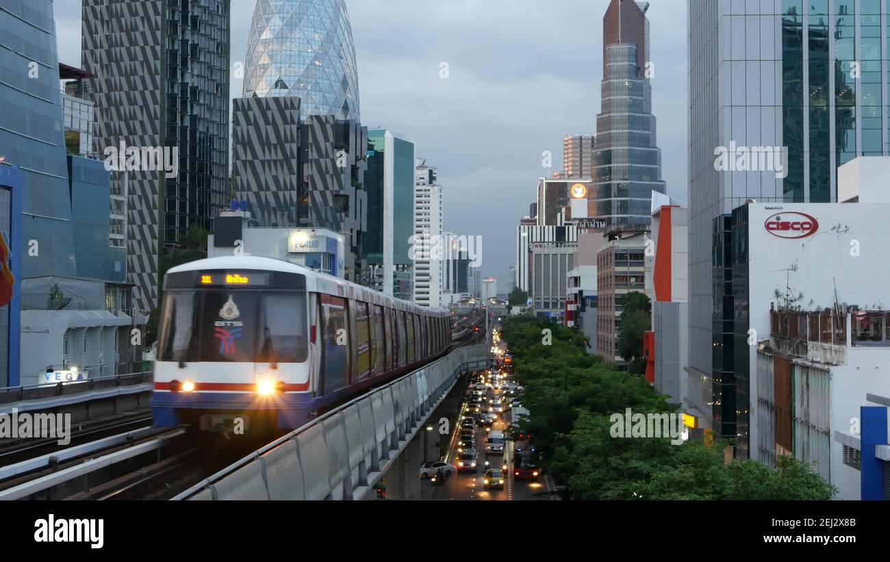 BANGKOK, THAILAND - 10 JULY, 2019: View of modern asian city from bts ...