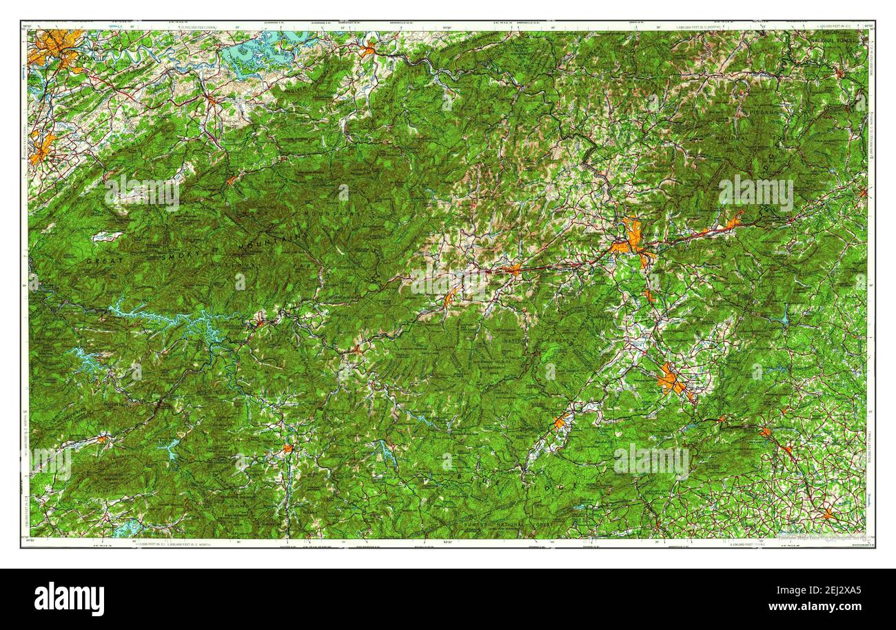 Knoxville, Tennessee, map 1964, 1:250000, United States of America by ...