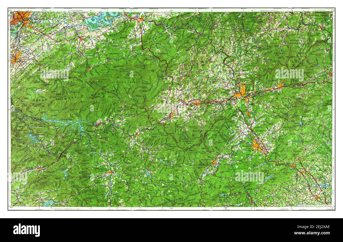 Knoxville, Tennessee, map 1957, 1:250000, United States of America by ...