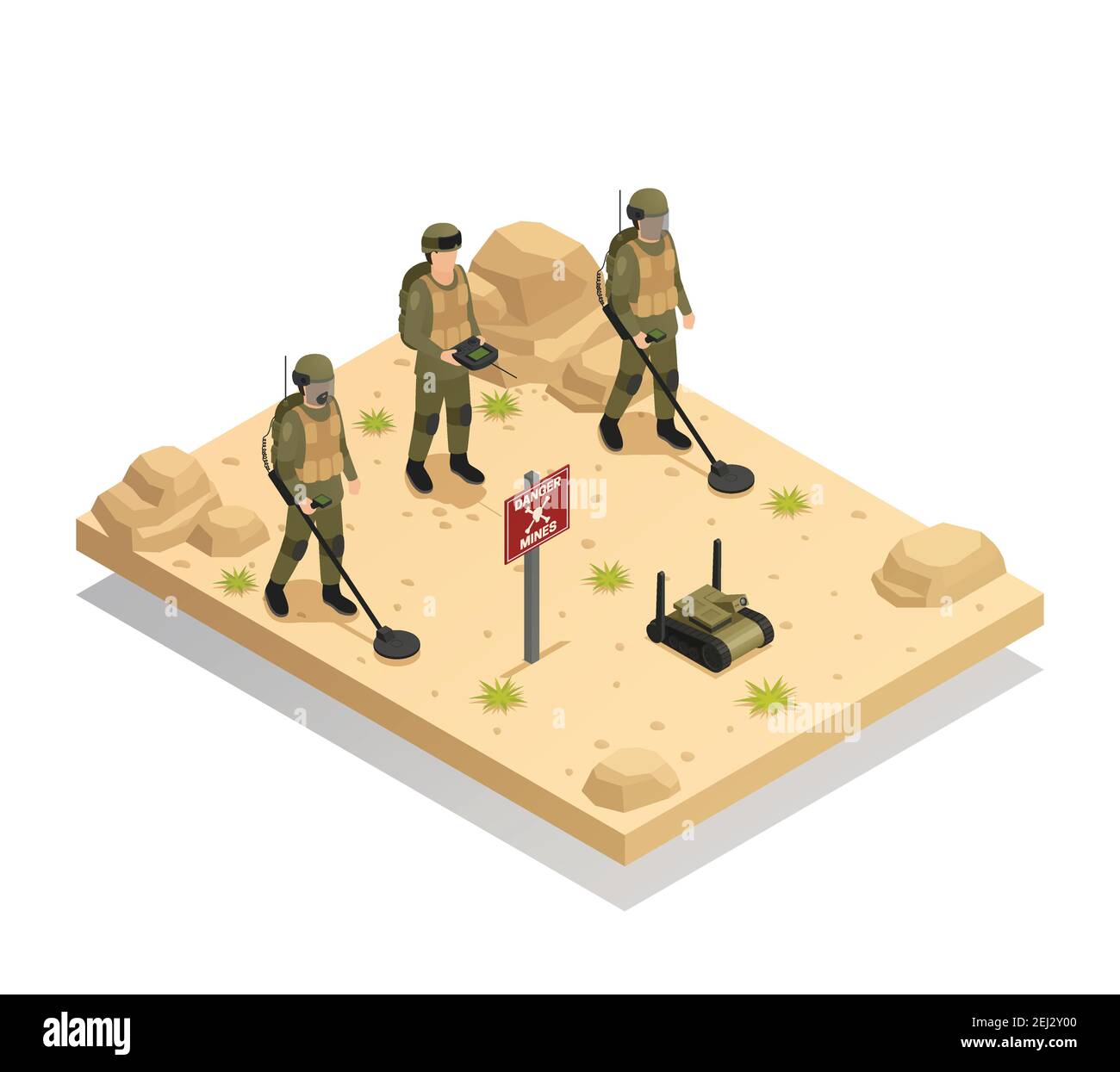 Military landmine clearing equipment with automated demining robots ...