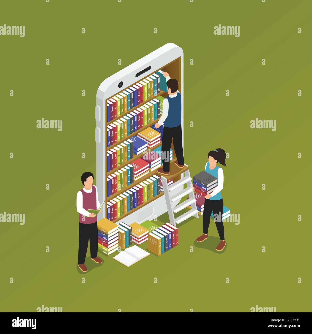 E-learning online with smartphone isometric symbolic composition with ...
