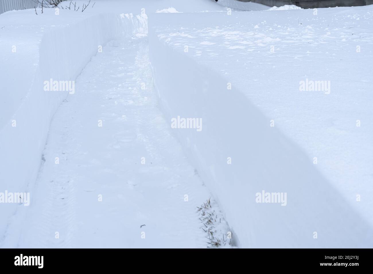 Record level of snowfall in winter. Large high level of snow Stock ...