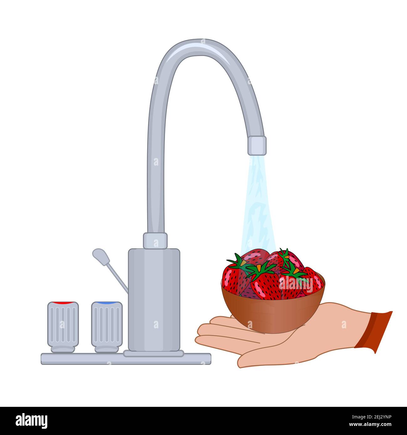 Washing vegetables under tap Stock Vector Images - Alamy