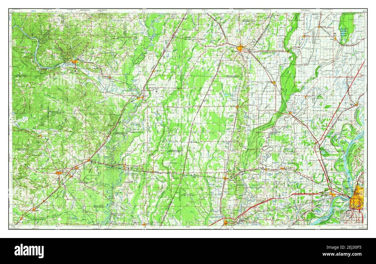 Memphis, Tennessee, map 1953, 1:250000, United States of America by ...