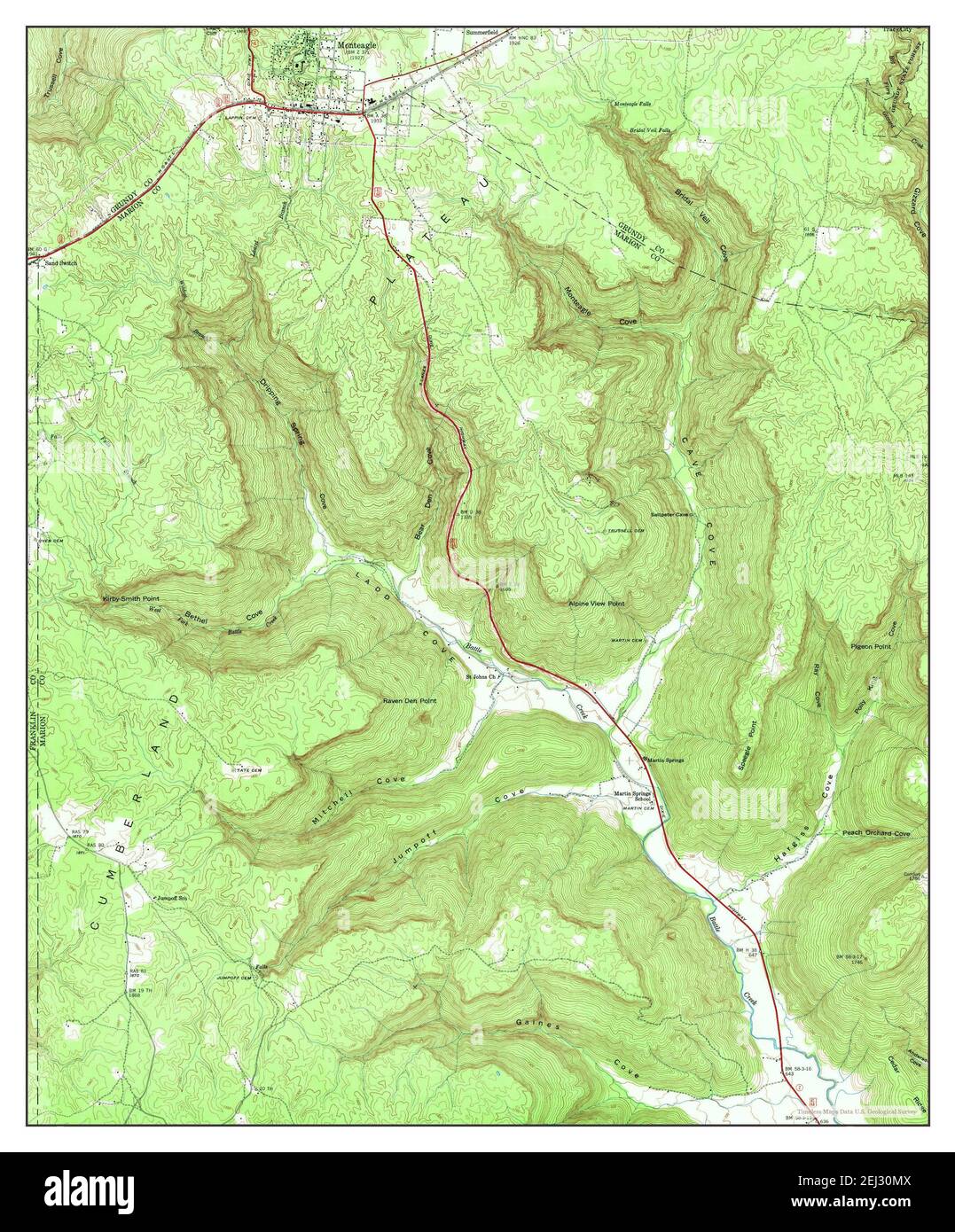 Monteagle, Tennessee, map 1950, 1:24000, United States of America by ...