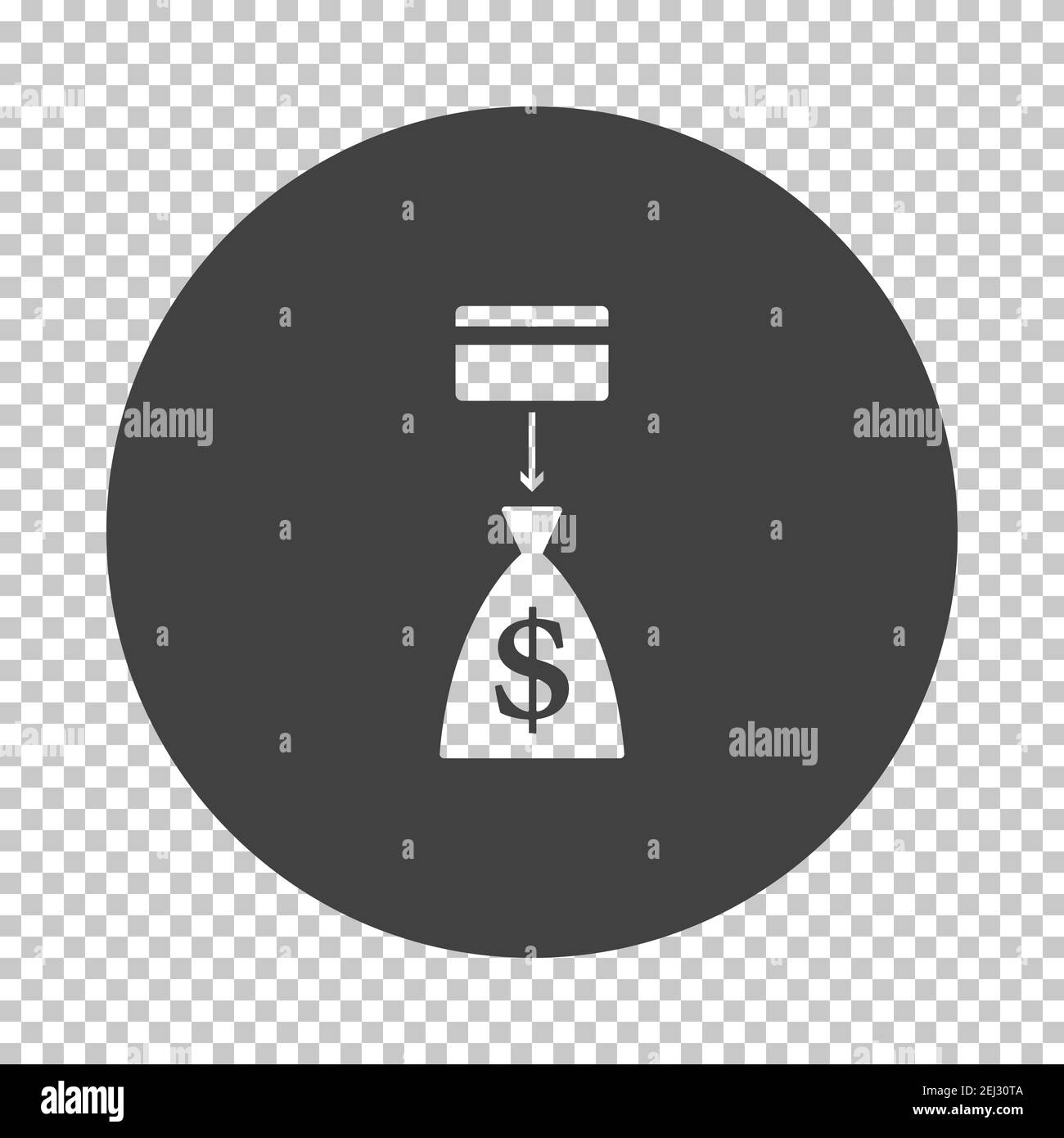 Credit Card With Arrow To Money Bag Icon. Subtract Stencil Design on ...