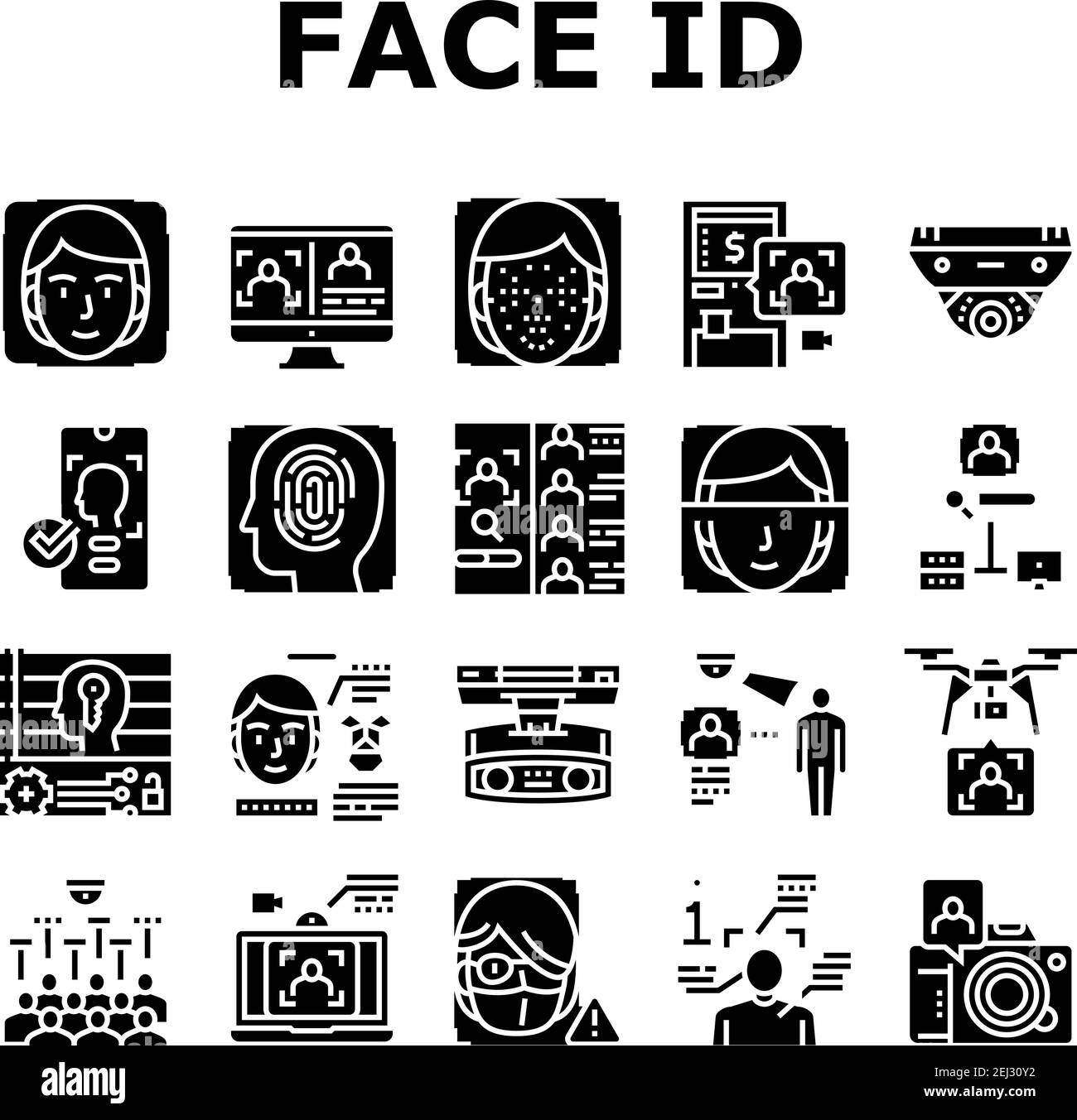 Face Id Technology Collection Icons Set Vector Stock Vector Image & Art ...