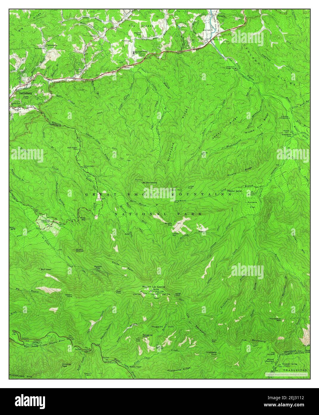 Mount Le Conte, Tennessee, map 1964, 1:24000, United States of America ...