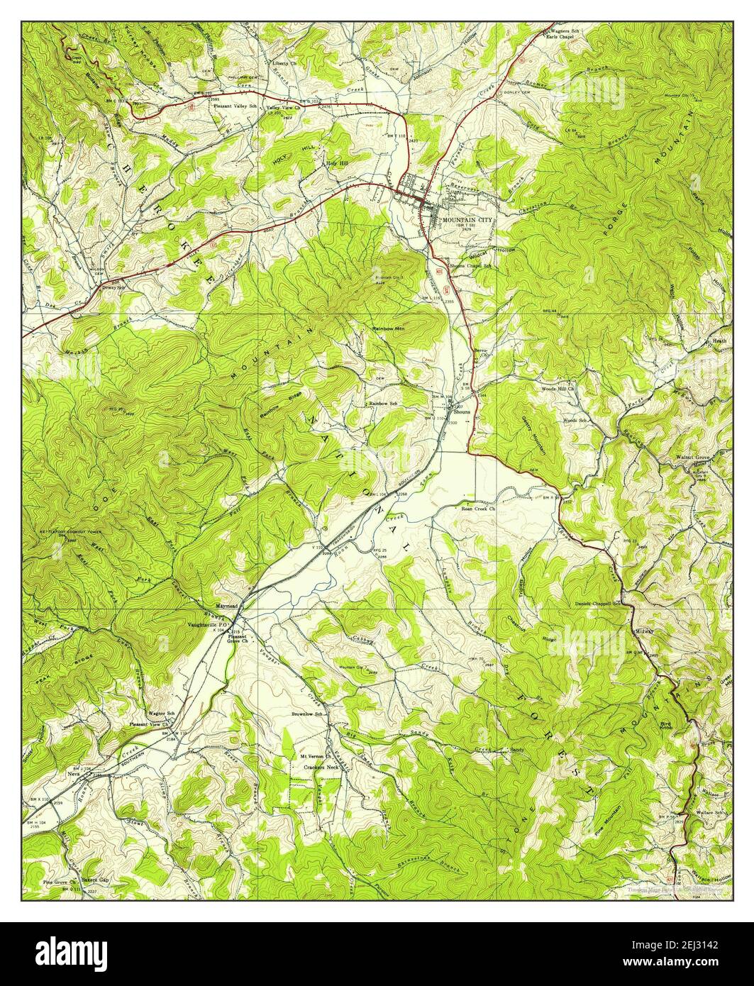 Mountain City, Tennessee, map 1938, 1:24000, United States of America ...