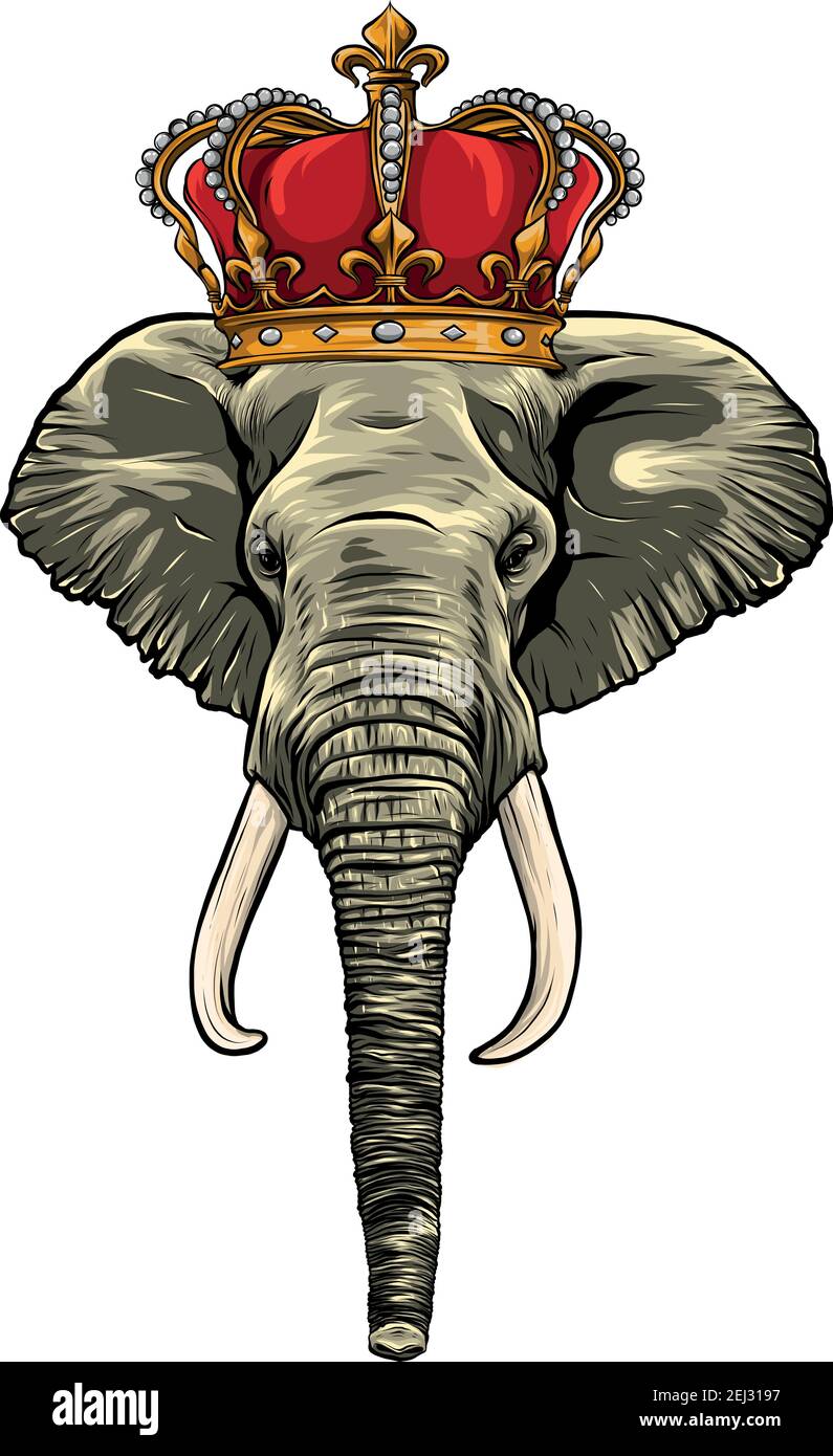 head elephant king animal artwork vector illustration Stock Vector ...