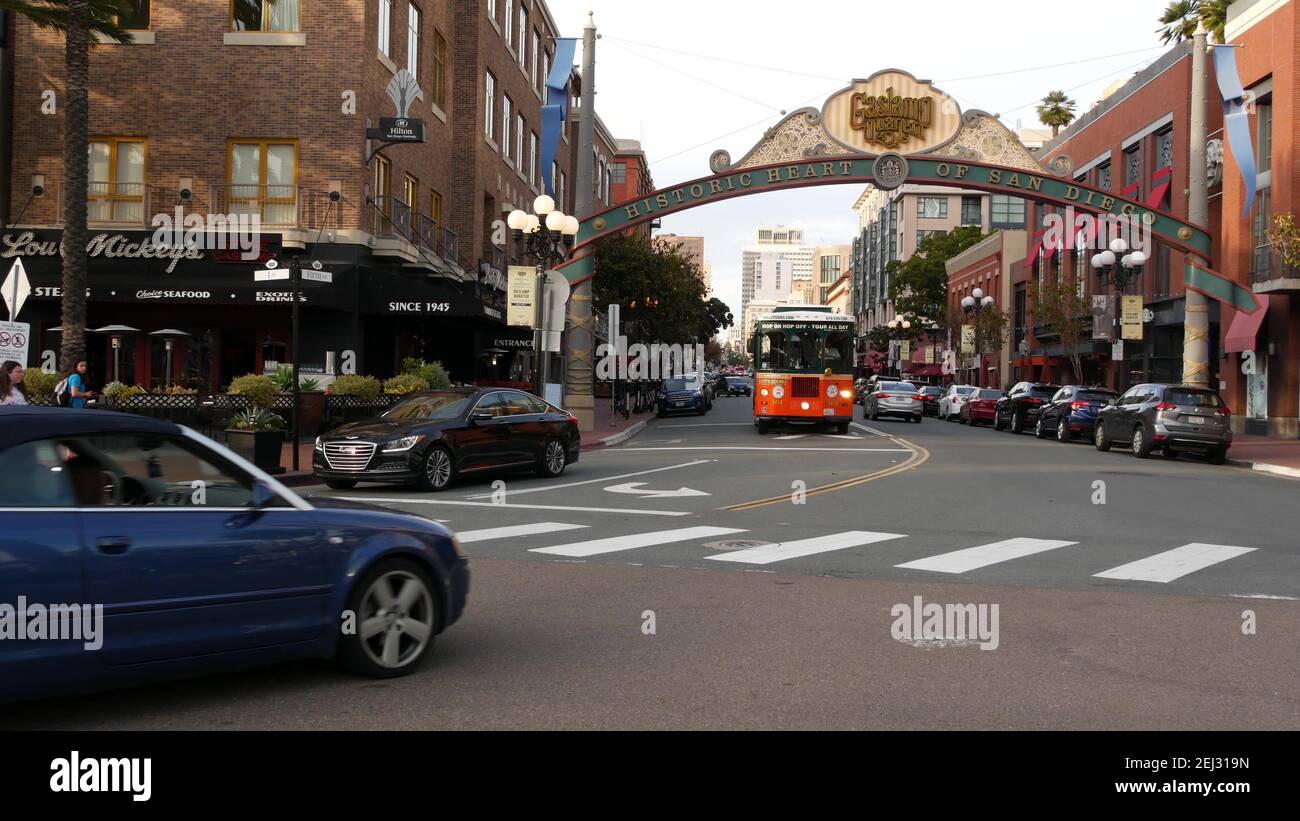 SAN DIEGO, CALIFORNIA USA - 30 JAN 2020: Gaslamp Quarter historic ...